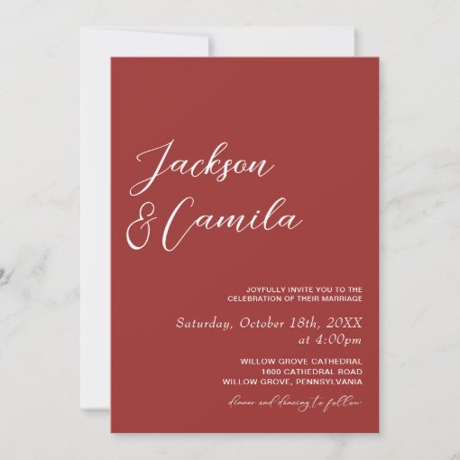 Elegant Maroon Photo Wedding Invitation | Zazzle