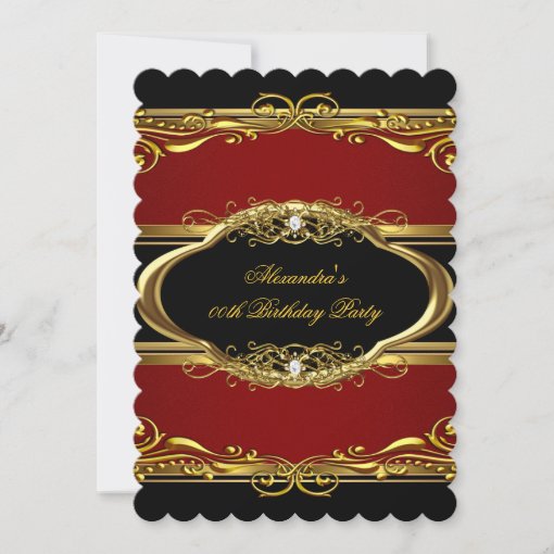 Elegant Maroon Red Black Gold Birthday Party Invitation | Zazzle
