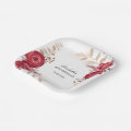Elegant Maroon Rose Floral Greenery Birthday Paper Plates | Zazzle