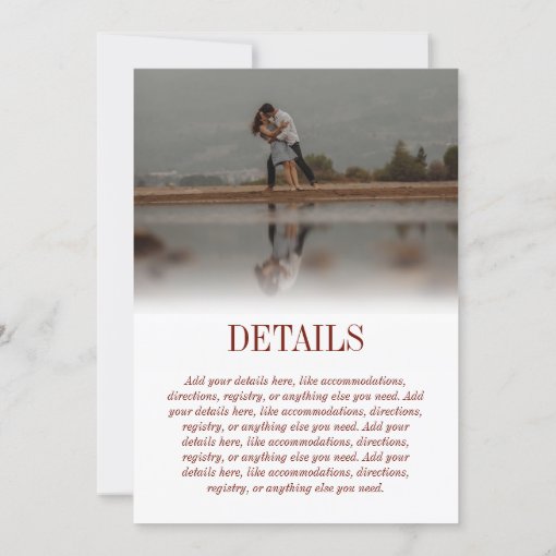Elegant Maroon Text 2 in 1 Photo Wedding Invitation | Zazzle