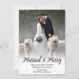 Elegant Married and Merry Wedding Photo Holiday Card | Zazzle