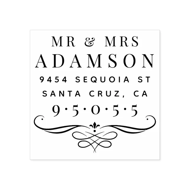Elegant Married Couple Mr & Mrs Return Address Rubber Stamp | Zazzle