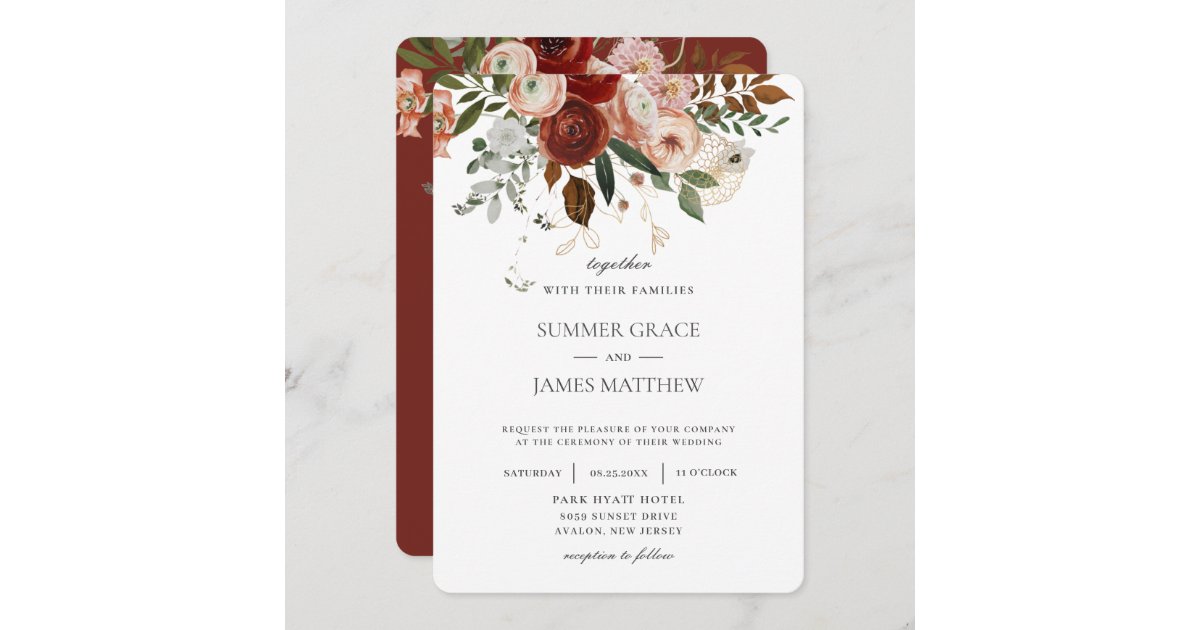 Elegant Marsala Burgundy Blush Ivory Wedding Invitation | Zazzle Elegant Marsala Burgundy Blush Ivory Wedding Invitation | Zazzle