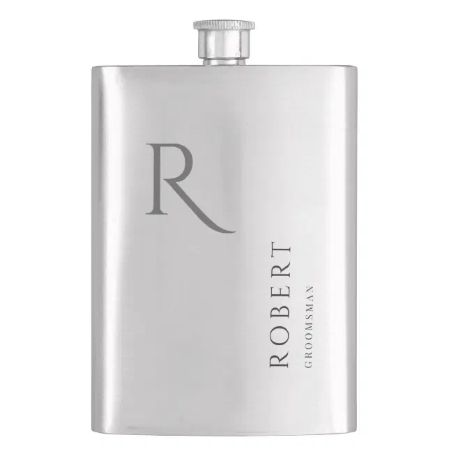 Elegant Masculine Monogram Groomsmen Gift Flask | Zazzle