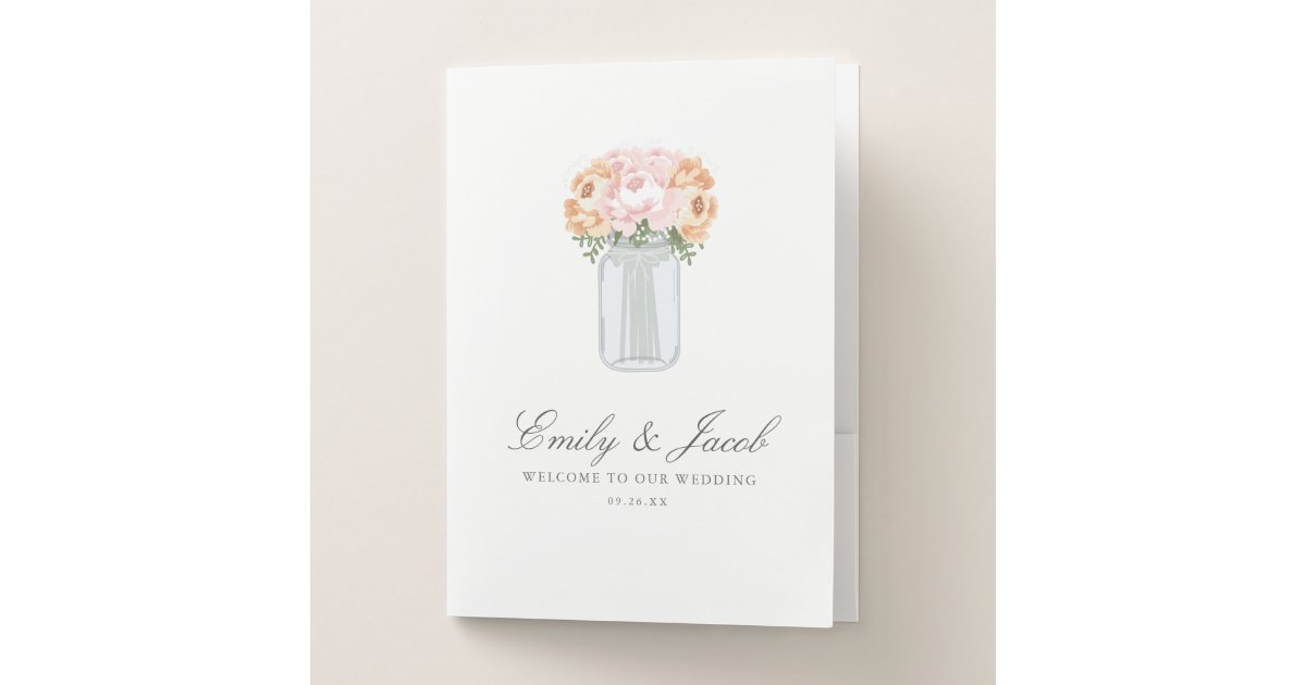 Elegant Mason Jar Wedding Welcome Folder | Zazzle