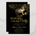 Elegant Masquerade Mask Mardi Gras Party Foil Invitation | Zazzle