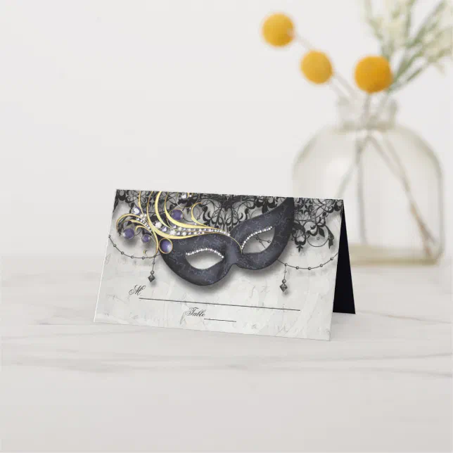 Elegant Masquerade Place Card | Zazzle