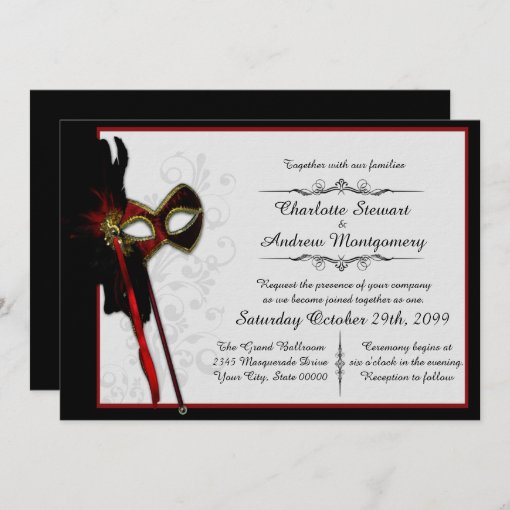 Elegant Masquerade Wedding Invitation | Zazzle