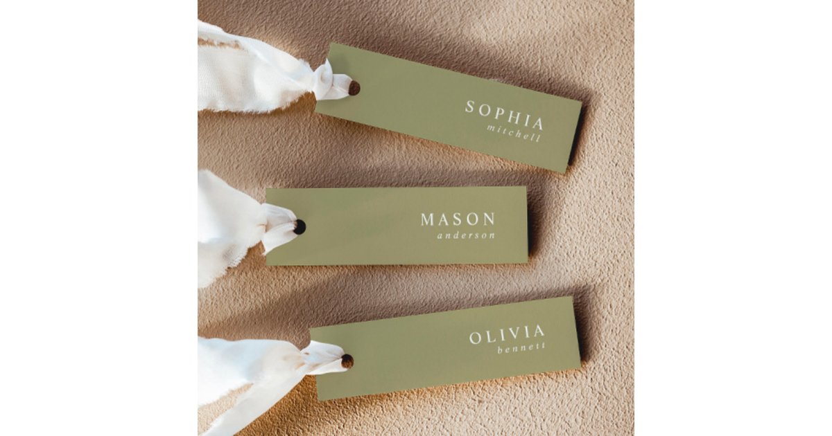 Elegant Matcha Green Wedding Name Place Cards | Zazzle