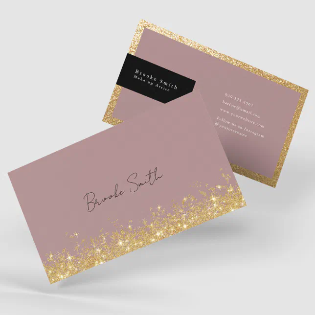 Elegant Mauve and Gold Luxury Business Card | Zazzle