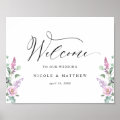 Elegant Mauve, Purple Floral Wedding Welcome Sign | Zazzle