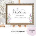 Elegant Mauve, Purple Floral Wedding Welcome Sign | Zazzle