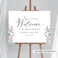 Elegant Mauve, Purple Floral Wedding Welcome Sign | Zazzle