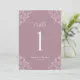 Elegant Mauve Wedding Table Numbers Cards | Zazzle