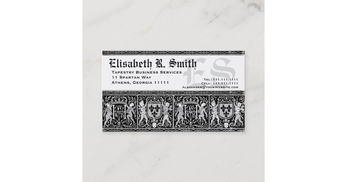 Elegant Medieval Embroidery Romantic Pattern Business Card | Zazzle