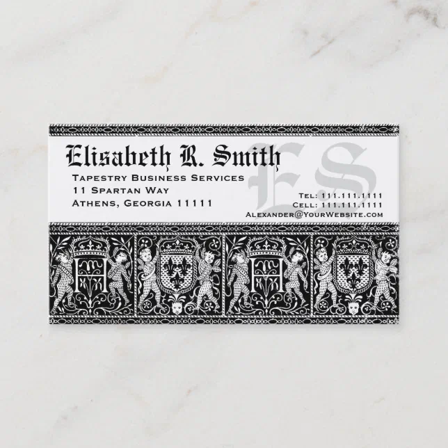 Elegant Medieval Embroidery Romantic Pattern Business Card | Zazzle