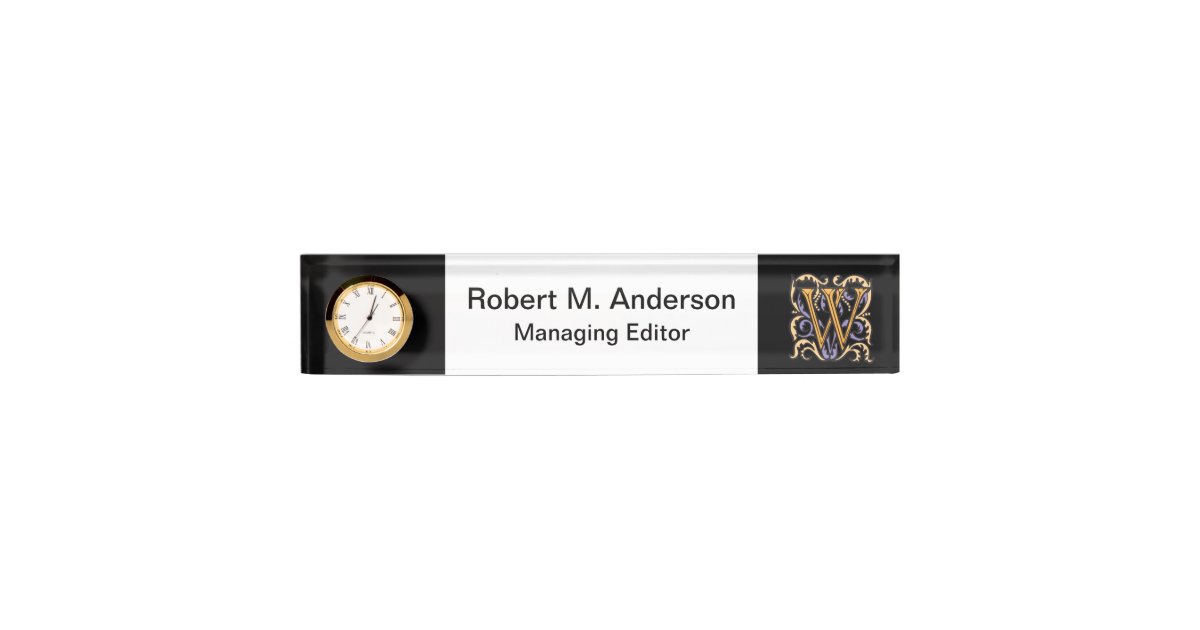 Elegant Medieval Letter W Antique Monogram Nameplate | Zazzle