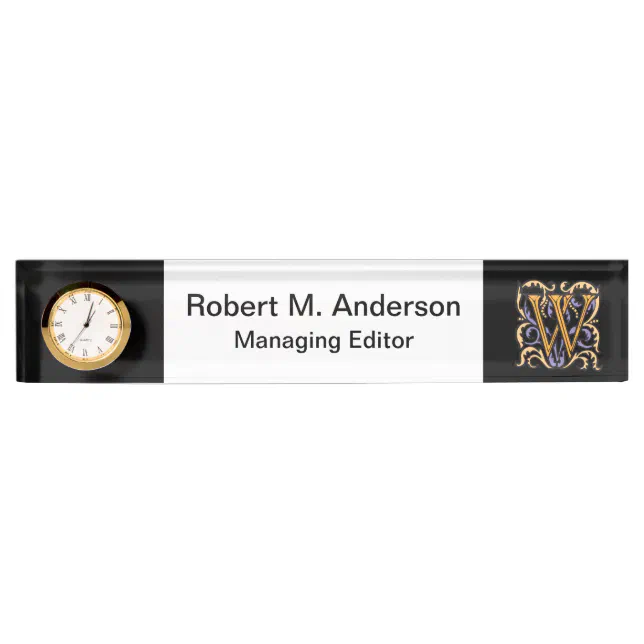 Elegant Medieval Letter W Antique Monogram Nameplate | Zazzle
