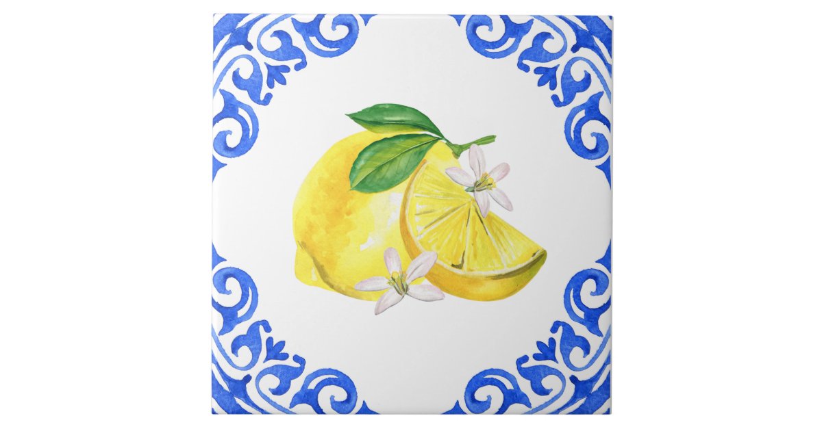 Elegant Mediterranean Italian Lemon Ceramic Tile | Zazzle
