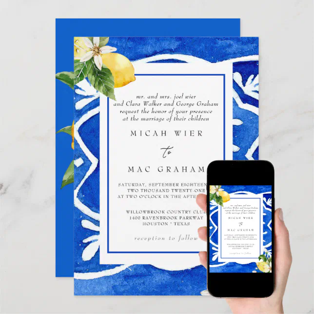 Elegant Mediterranean Wedding Invitation | Zazzle