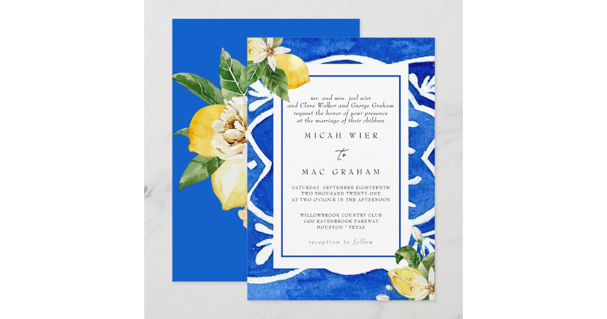 Elegant Mediterranean Wedding Invitation | Zazzle