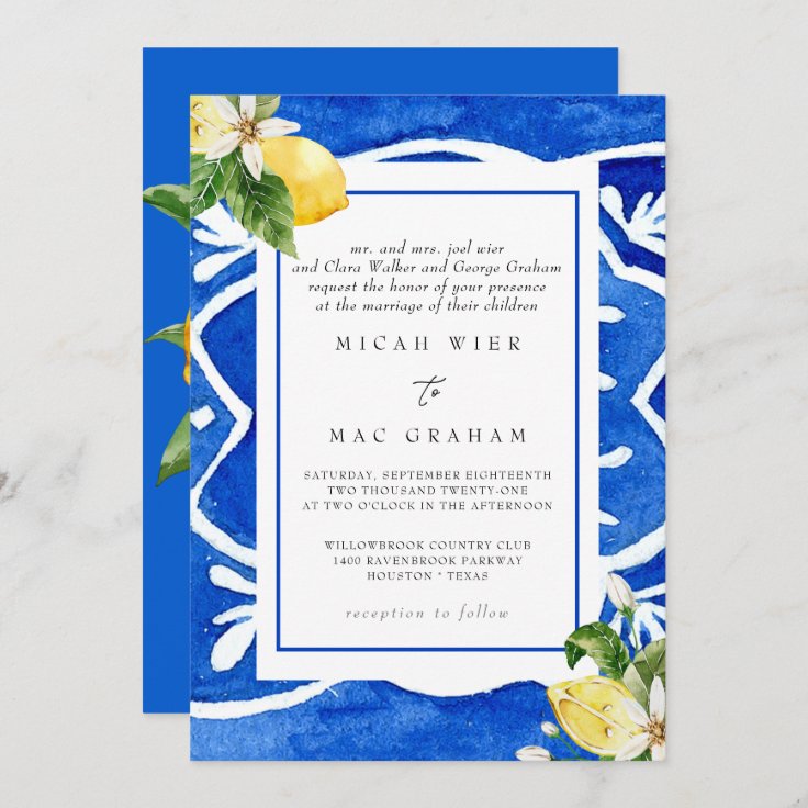 Elegant Mediterranean Wedding Invitation | Zazzle