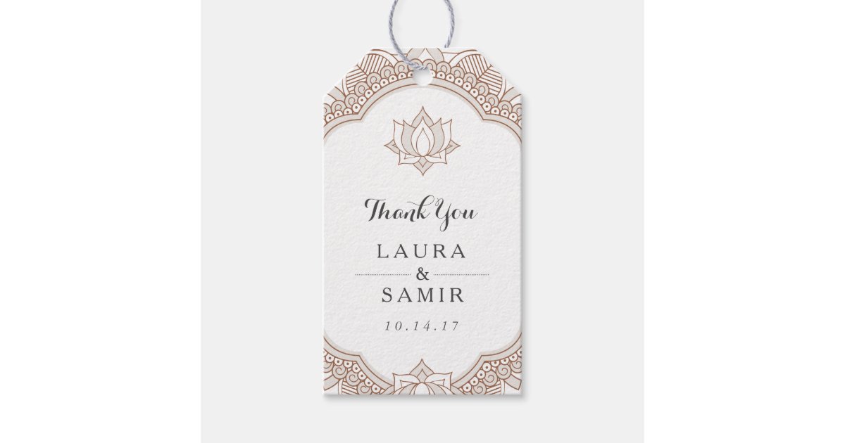 Elegant Mehndi Wedding Gift Tags | Zazzle