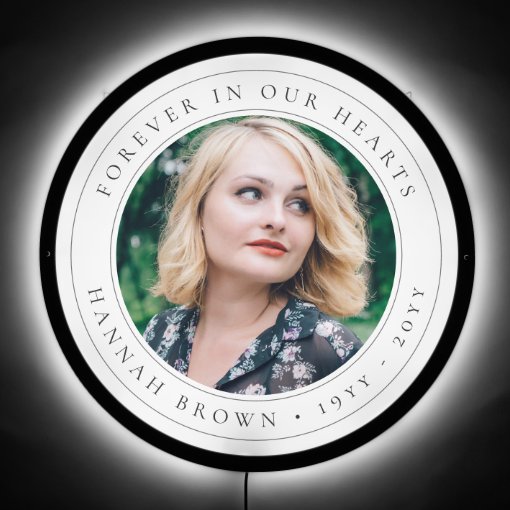 Elegant Memorial Chic Funeral Photo Tribute LED Sign | Zazzle