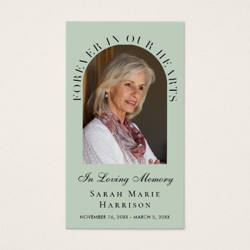 Elegant Memorial Funeral Photo Sage Prayer Card | Zazzle