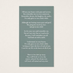 Elegant Memorial Funeral Photo Sage Prayer Card | Zazzle