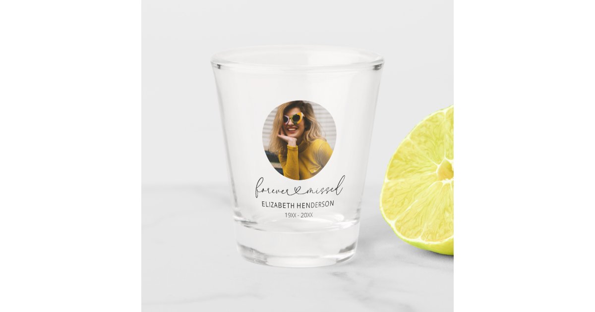Elegant Memorial Funeral Photo Shot Glass | Zazzle