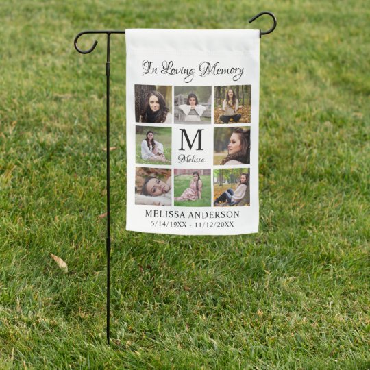 Elegant Memorial Keepsake 8 Photo Collage Cemetery Garden Flag | Zazzle.com