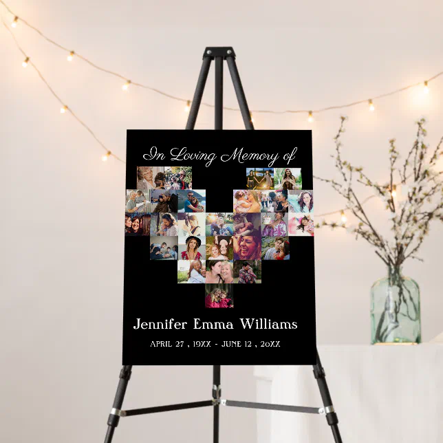 Elegant Memorial Photo collage Funeral Sympathy Foam Board | Zazzle