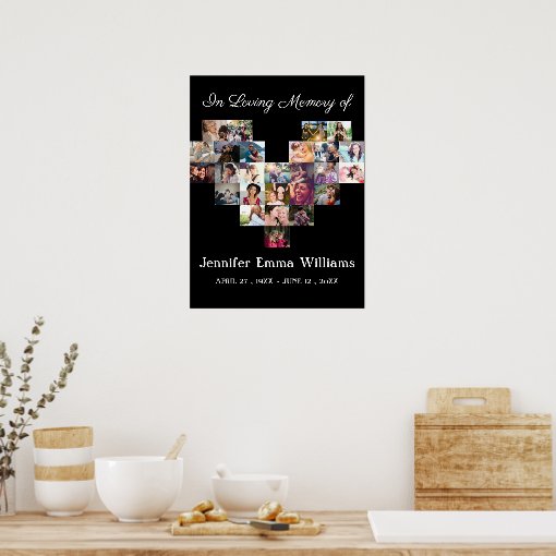 Elegant Memorial Photo collage Funeral Sympathy Poster | Zazzle