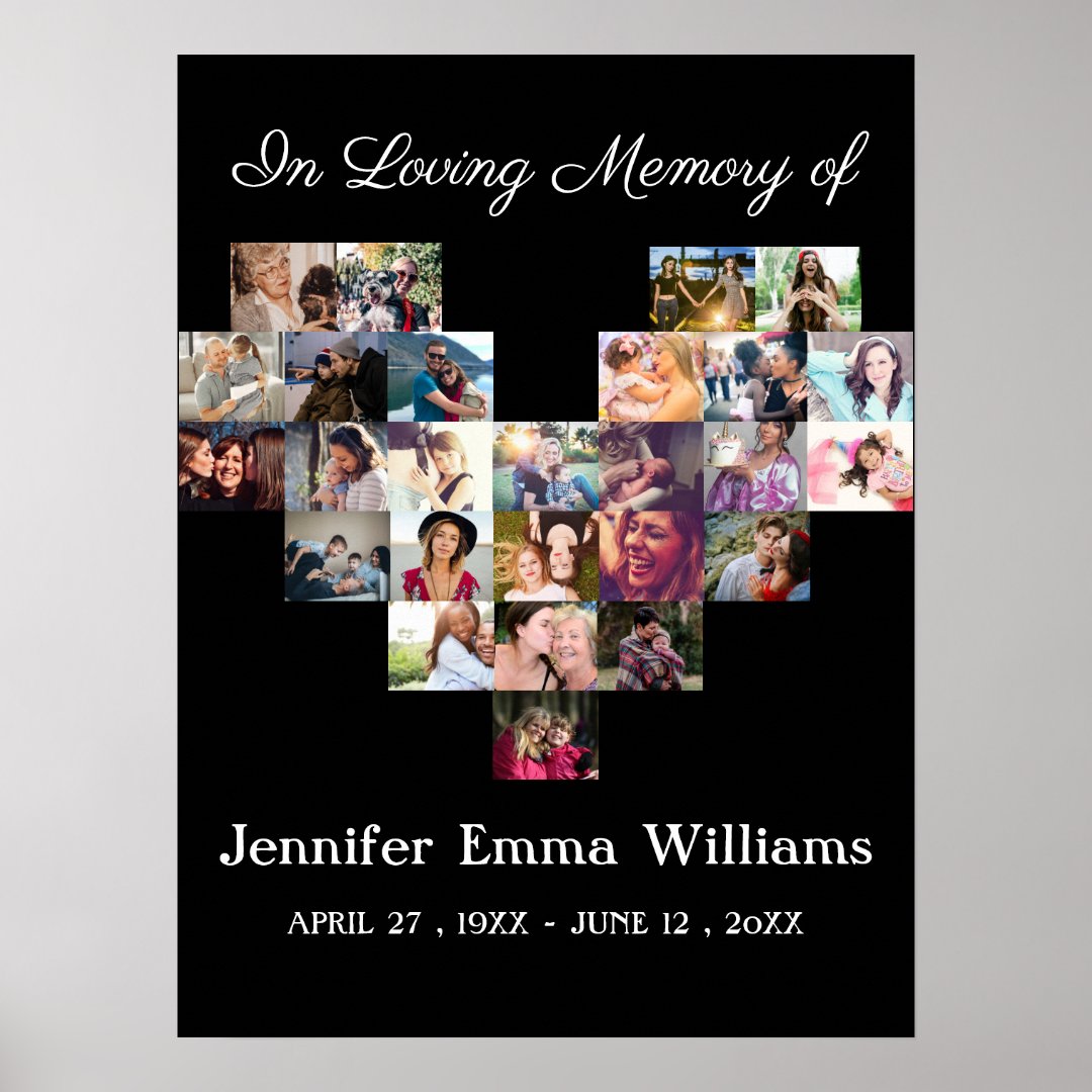 Elegant Memorial Photo collage Funeral Sympathy Poster | Zazzle