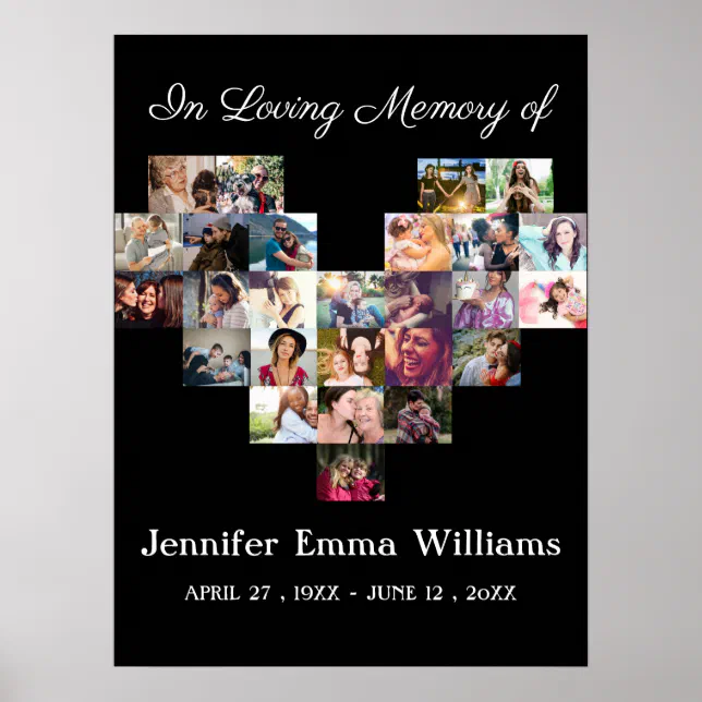Elegant Memorial Photo collage Funeral Sympathy Poster | Zazzle