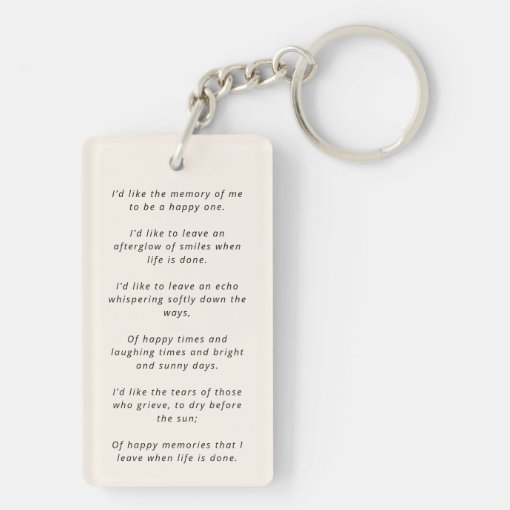 Elegant Memorial Photo | Funeral Favor Poem Memory Keychain | Zazzle