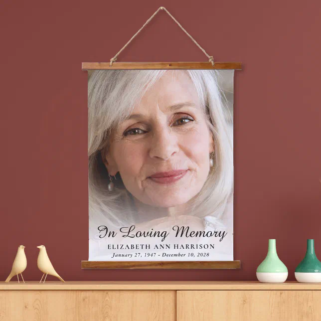 Elegant Memorial Photo Hanging Tapestry | Zazzle