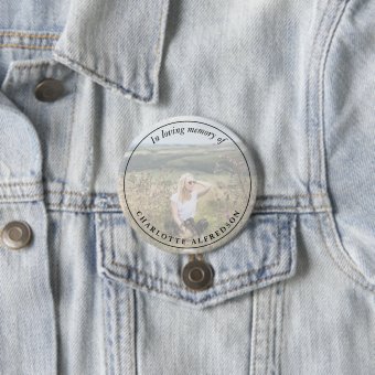Elegant Memorial Photo In Loving Memory Funeral Button | Zazzle