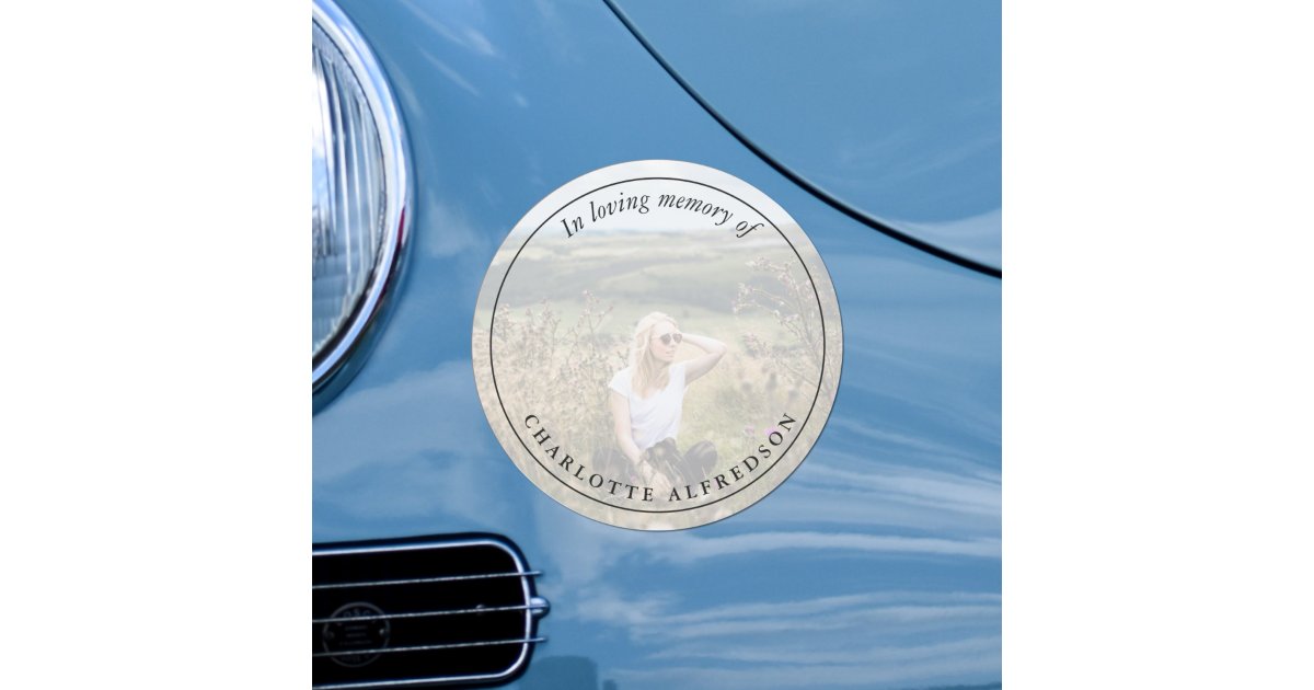 Elegant Memorial Photo In Loving Memory Funeral Car Magnet | Zazzle