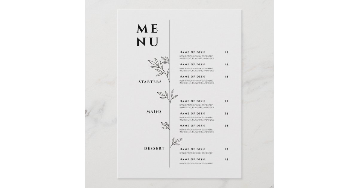 Elegant Menu - Restaurant Menu Minimalist | Zazzle