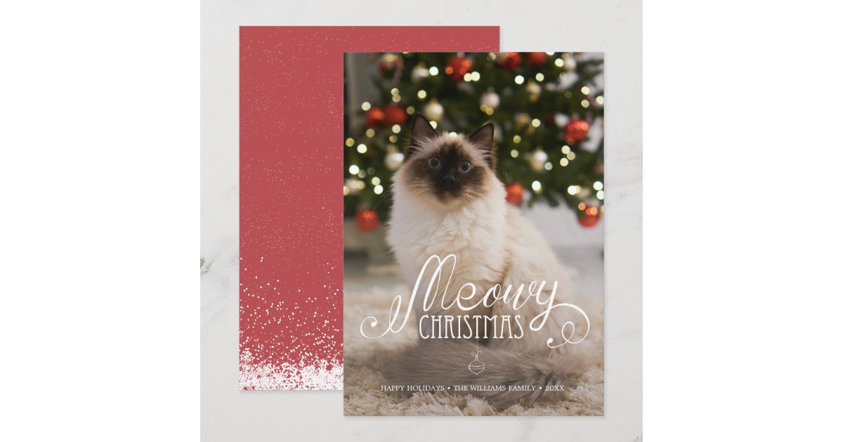 Elegant Meowy Christmas Photo Cat Pet Holiday Card | Zazzle