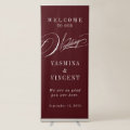 Elegant Merlot Calligraphy Wedding Retractable Banner | Zazzle