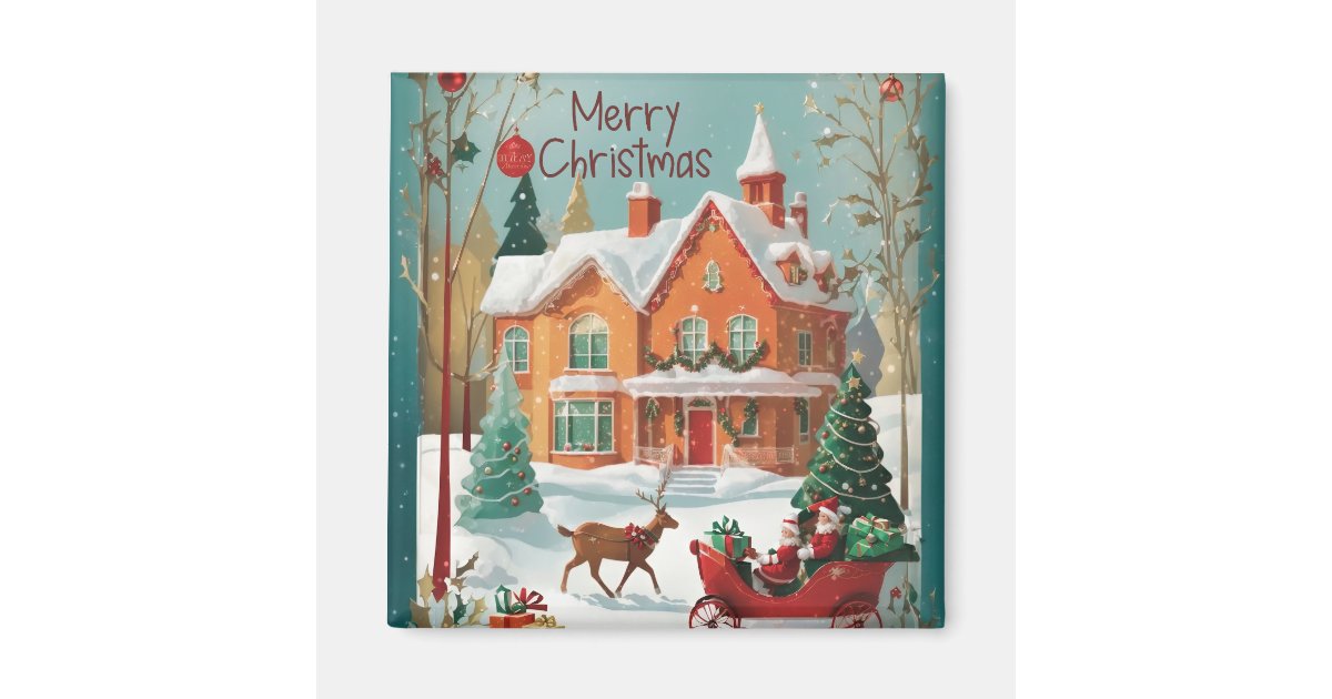 Elegant Merry Christmas Magnet | Zazzle