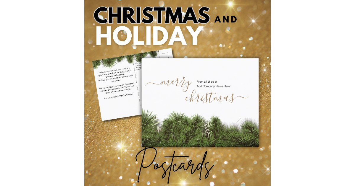 Elegant Merry Christmas Message to Customers Postcard | Zazzle