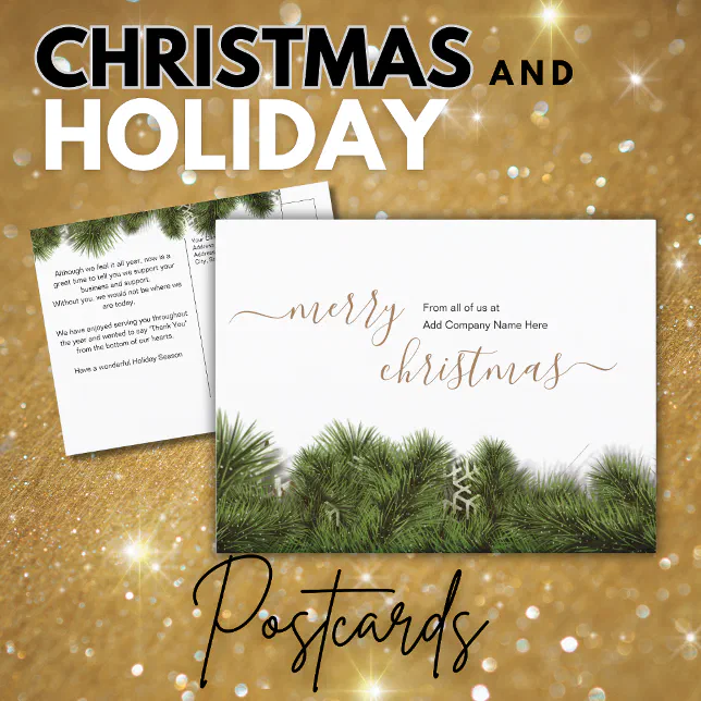 Elegant Merry Christmas Message to Customers Postcard | Zazzle