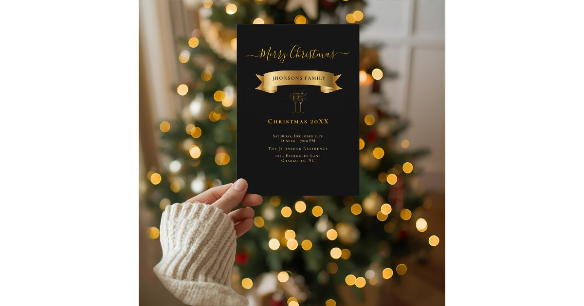 Elegant Merry Christmas Personalized Invitation | Zazzle