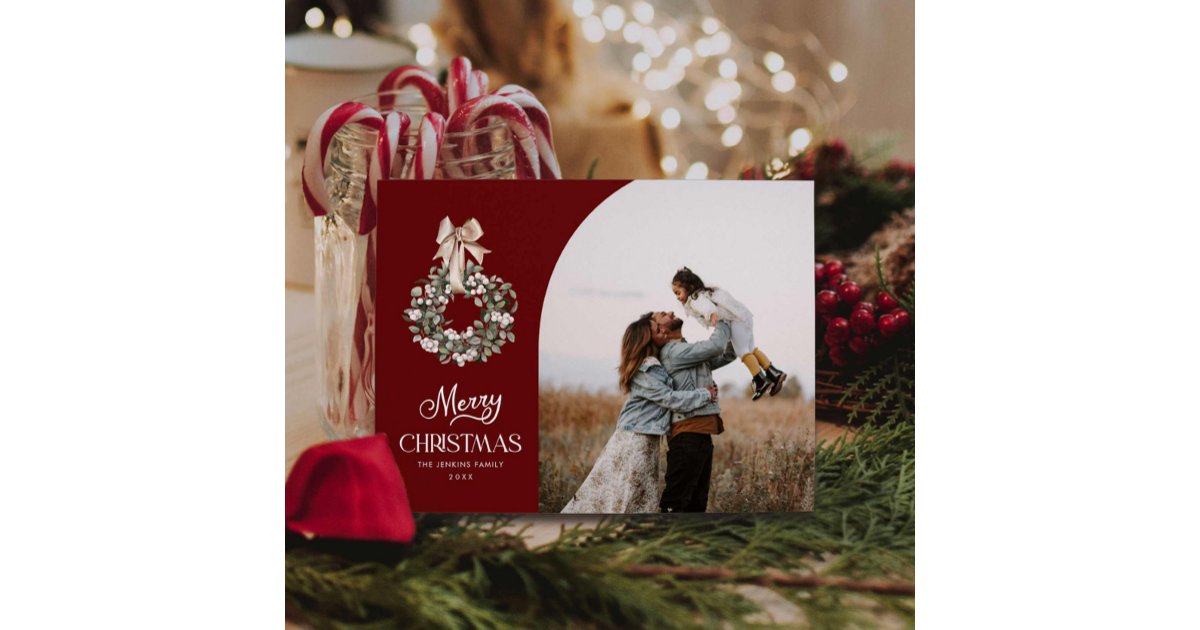 Elegant Merry Christmas Photo Holiday Postcard | Zazzle