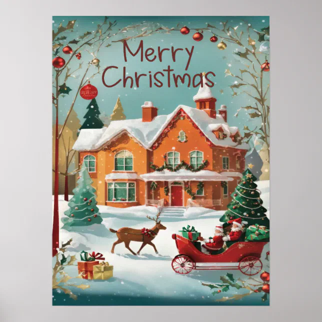 Elegant Merry Christmas Poster | Zazzle