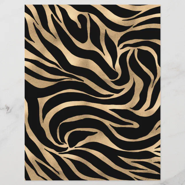 Elegant Metallic Gold Zebra Black Animal Print Letterhead | Zazzle